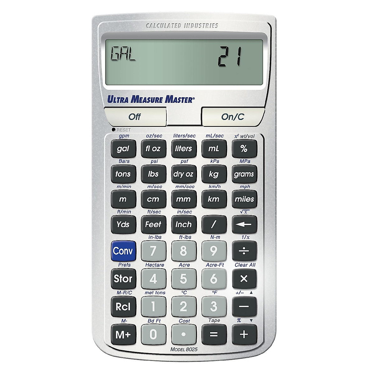 Calculated Industries 8025 Ultra Measure Master Professional Grade U.S. Standard to Metric Conversion Calculator Tool for Engineers, Architects, Builders, Scientists and Students | 60+ Units Built-in, Silver