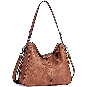 BROMEN Purses for Women Vegan Leather Hobo Bags Designer Handbags Large Shoulder Crossbody Bag with Adjustable Strap Brown
