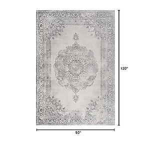 Eyely PDM403C-8 Modern Rosalia Cottage Medallion Indoor Area Rug Bohemian;Traditional;Vintage, Bedroom, Kitchen, Living Room, Easy-Cleaning, Non-Shedding, 8 X 10, Gray/Ivory