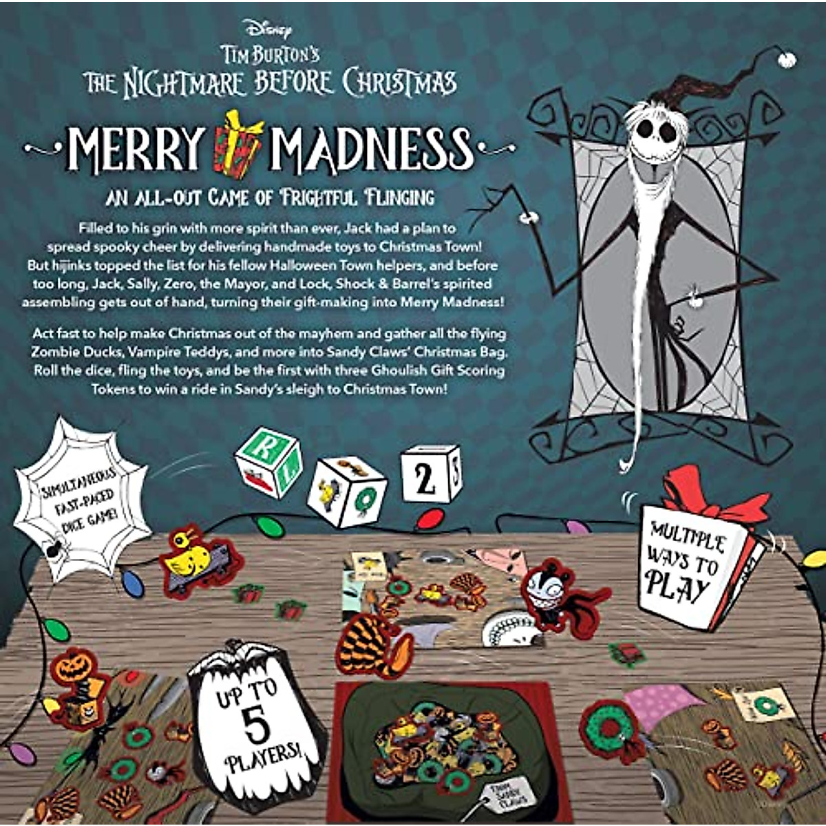 Disney Tim Burton’s The Nightmare Before Christmas Merry Madness | Quick-Rolling Family Dice Game | Great Kids & Family Board Game | Officially-Licensed Merchandise