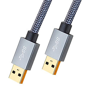 USB to USB 3.0 A Male to A Male Cable 1 ft,Faodzc USB A to A Cable Nylon Braid USB Male to Male Cable Double End USB Cord Compatible with Hard Drive Enclosures, DVD Player, Laptop Cool