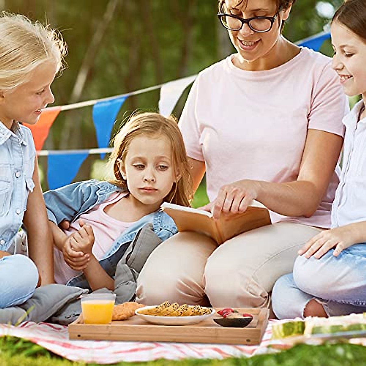 Bamboo Bed Tray,Breakfast Tray with Folding Legs Serving Tray with Carrying Handles Portable Lap Tray Lightweight Decorative Tray Food Tray for Breakfast in Bed,Reading or Working (17.1 Inch).
