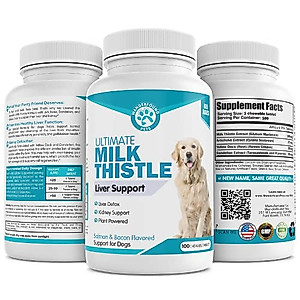 Wanderfound Pets Milk Thistle for Dogs – Tasty Salmon & Bacon Flavored Natural Liver Support for Pets – Kidney Cleanse Detox & Repair Formula Manufactured in The USA – 100 Chewable Tablets