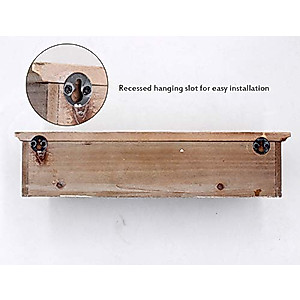 Funerom Rustic 16.5×6.3×3.85 inch Small Wood Wall Shelf Floating Shelves Wall Mounted Display Picture Ledge