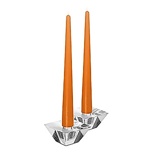 Hyoola Tall Taper Candles - 10 Inch Orange Unscented Dripless Taper Candles - 8 Hour Burn Time - 12 Pack