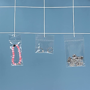 600 Pieces Self-Sealing Bag with Hang Hole 6 Sizes Clear Hanging Bags Resealable Cellophane Bags Clear Adhesive Plastic Bags for Packaging Jewelry Necklaces