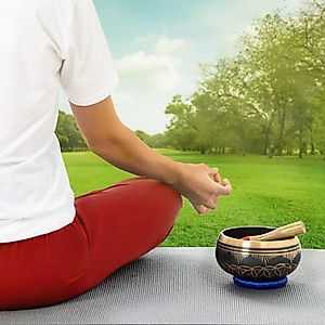 Meditative 6 inch Flower of Life Design Singing Bowl with Mallet and Cushion. Tibetan Sound Bowls for Energy Healing, Mindfulness, Grounding, Zen, Meditation, Feng Shui Meditation Bowl