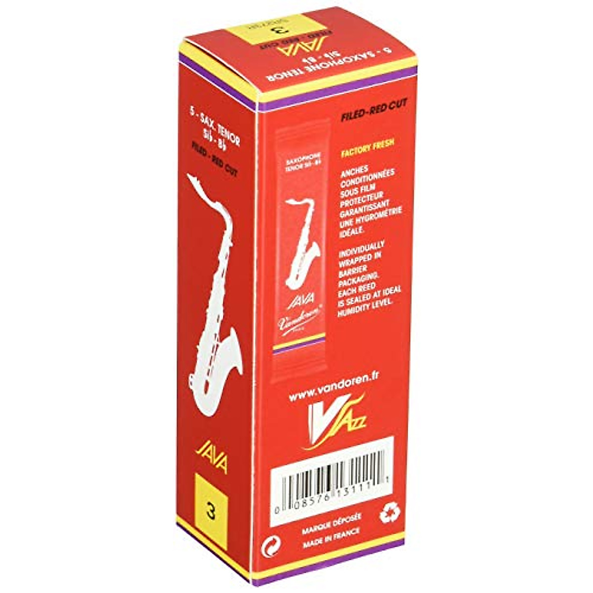 Vandoren SR273R Tenor Sax JAVA Red Reeds Strength 3; Box of 5