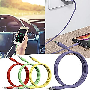 BGNTBUK Android Cord 1.8m Silicone Data Cable Mobile Phone Color Fast Charging Line Liquid Soft Plastic Flash Charging Cable Suitable for Tpye C Charging Port Type C Charging Cable 6ft Led