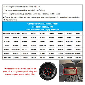 for Ninja Blender Blade Replacement Parts 7 Fins Compatible with Nutri Ninja Auto iQ BL450-30 BL642-30 BL482-30 BL682-30 SS401 with Silicone Rubber Gaskets Seal Ring Mixer Attachment, Updated