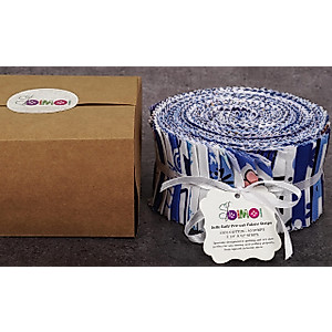 Soimoi 40Pcs Baby Boy Print Cotton Precut Fabrics for Quilting Craft Strips 2.5x42inches Jelly Roll - Medium Blue