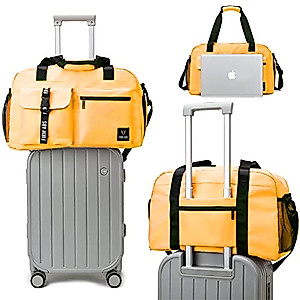 DBPBToU Gym Bag for Women and Men, Duffle Gag for Travel With Shoe Compartment and Wet Compartment, Used as a Overnight Bag (yellow)