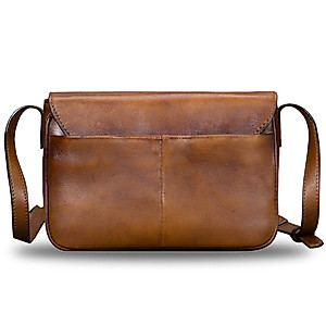 Genuine Leather Crossbody Bags for Women Handmade Ladies Satchel Vintage Purses Handbag Brown