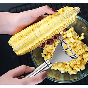 2PCS Corn Planer Cutter Thresher Peeler, Corn Thresher Cob Stripper Tool ,Premium Stainless Steel Corn Thresher Cob Remover tool with Ergonomic Handle