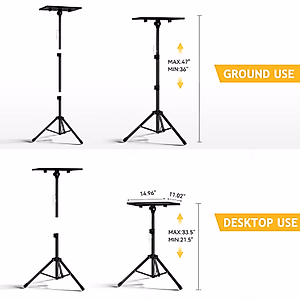 Facilife Projector Stand Tripod - Laptop Tripod Projector Stand Adjustable Height 22 to 47 Inch, Projector Tripod Stand, Tripod for Porjector, Projector Stand for Outdoor Movies