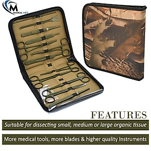 MuskalMed Advanced Dissection Kit - 24 Pieces Total. High Grade Stainless Steel Instruments Perfect for Anatomy, Biology, Botany, Veterinary and Medical Students 11 Bonus Scalpel MLT-03
