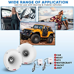 PyleUsa Marine Tweeter Speaker System, One Pair 1inch PEI White Dome Tweeter with Horn Diffuser, 120 Watts Max Power with 4 Ohm Impedance, IP-X5 Marine Grade Waterproof Rating