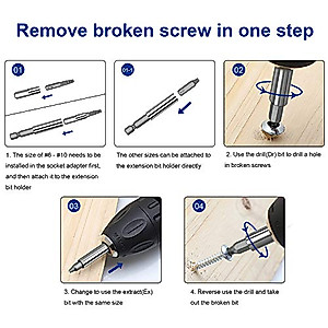 Be91eiter Damaged Screw Extractor Set, 22 PCS Stripped Kit for Broken Bolt All-Purpose HSS Remover Set with Magnetic Extension Bit Holder & Socket Adapter, Silver