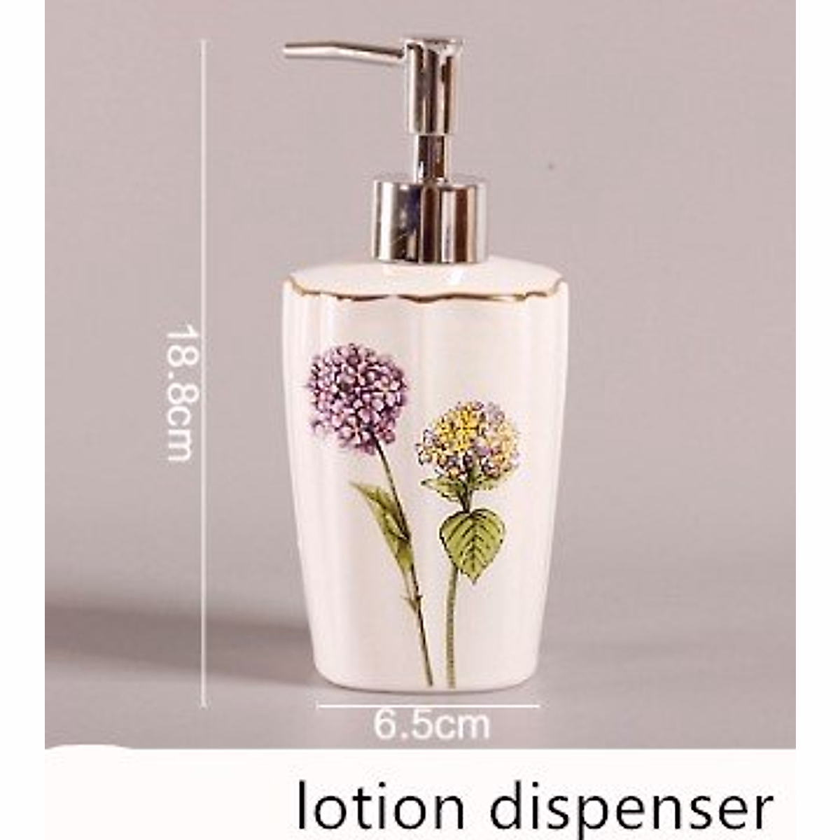 JruF Dandelion Love Ceramic 5 Piece Set Of Bathroom Accessories, Including Decorative Countertop Soap Box, Toothbrush Holder, Tumbler, Lotion Dispenser, Gift Box (Purple)