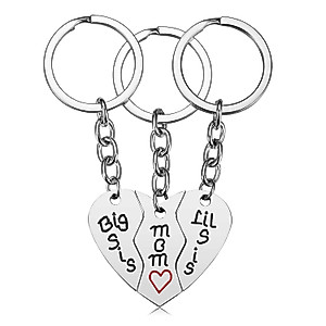 iWenSheng Mom Birthday Gift from Daughter - 3PCS Mom Big Sister Little Sister Mother Daughter Keychain Mother’s Day Gift Christmas Gifts for Mom