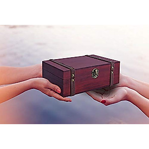 SICOHOME Treasure Box, 9.0" Wooden Box for Trinkets,Taro Cards,Gifts and Home Decor Gift Box for Christmas, Birthdays, Father's Day, Bridal Showers, Weddings, Baby Showers, Valentine's Day and Graduations