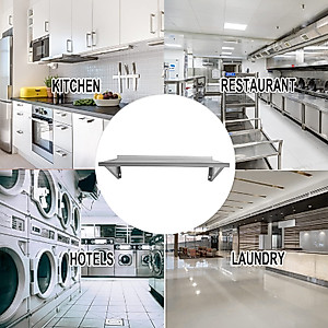 Karpevta Stainless Steel Wall Mount Shelf 12X36 Inch Stainless Steel Shelf Wall Mounted Capacity 250 LBS Commercial Wall Mount Floating Shelving for Restaurant,Hotel Garage,Laundry Room