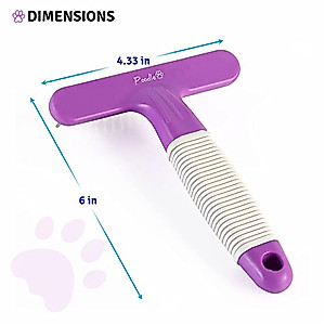 Poodle Pet Dog Grooming Rake| Dematting Tool with Stainless Steel Shedding Comb for Pets | 2 Rows of Pins Gently Remove Loose or Tangled Hair from Undercoat | Purple Handle