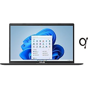 ASUS Vivobook F1500EA 15.6" FHD IPS Premium Laptop, 11th Gen Intel 4-Core i5-1135G7 Upto 4.2GHz, 12GB RAM, 512GB PCIe SSD, Intel Iris Xe Graphics, USB-C, Windows 11 Home + HDMI Cable, Black