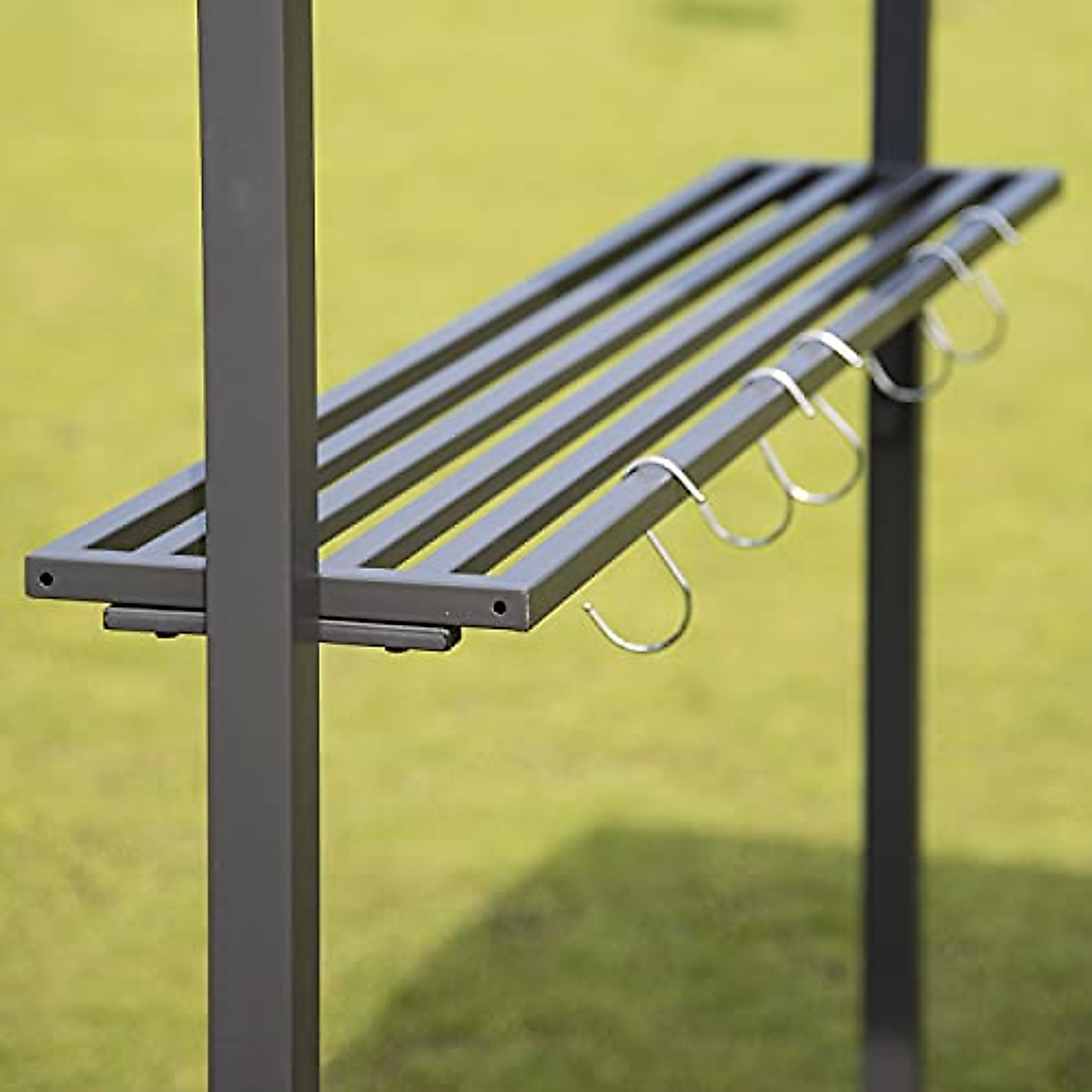 DHPM Iron Double Tiered Backyard Patio BBQ Grill Gazebo with Bar Counters&Extendable Shades for Your Yard, Patio, Garden, Outdoor or Party