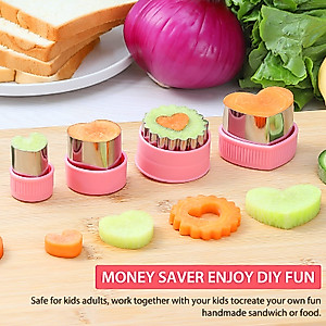 Heart Cookie Cutters Set,6 Pcs Uncrustables Maker Bread Cutters Heart Shapes DIY Cookie Cutters Fruit Vegetable Mold for Kids Boys & Girls Bento Lunch Box