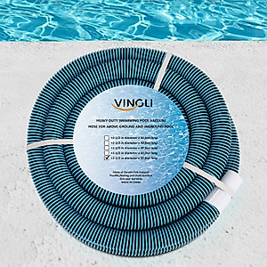 VINGLI 1-1/2-Inch by 55-Feet Pool Hose Commercial In-Ground and Above-Ground Pool Swimming Pool Vacuum Hose, Blue