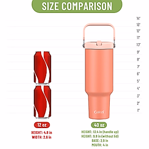 Cafezi 40 oz Tumbler with Handle Flip Straw, Vacuum Insulated Tumblers with Flip Straw and Top Handle, Reusable Insulated Cup for Home, Outdoors, Leakproof, Fits in Cup Holder, Cold for 30 Hours