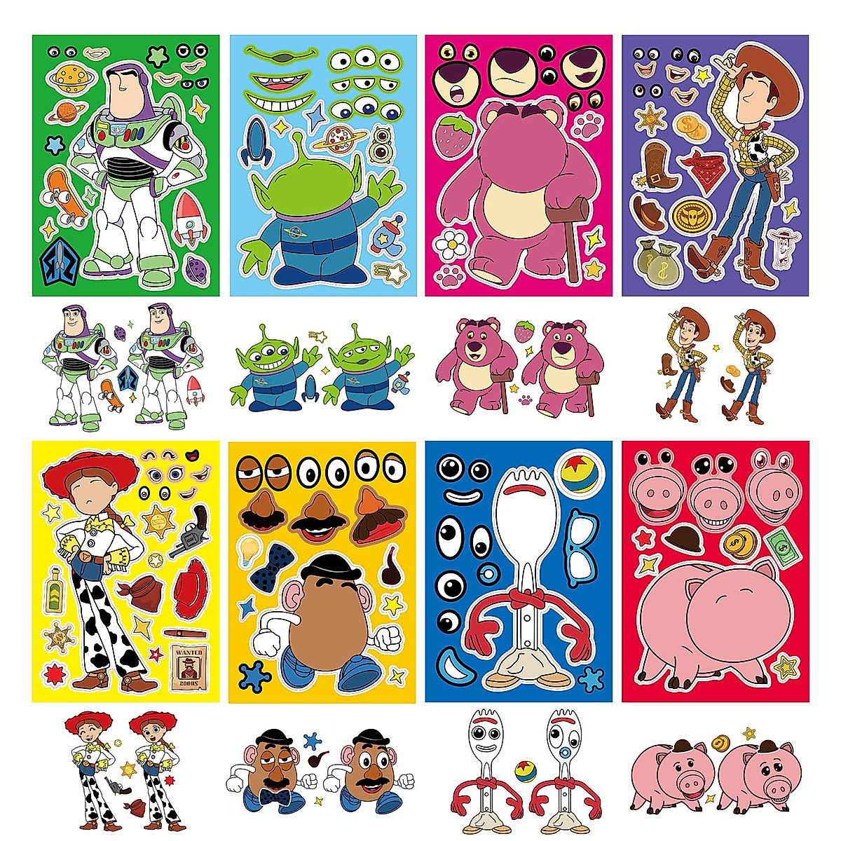 Toy Inspired Make a face Stickers,Make You Own Stickers DIY Cartoon Stickers for Party Decoration Party Supplies Birthday Gift Laptop Luggage Notebook Stickers(24 PCS)