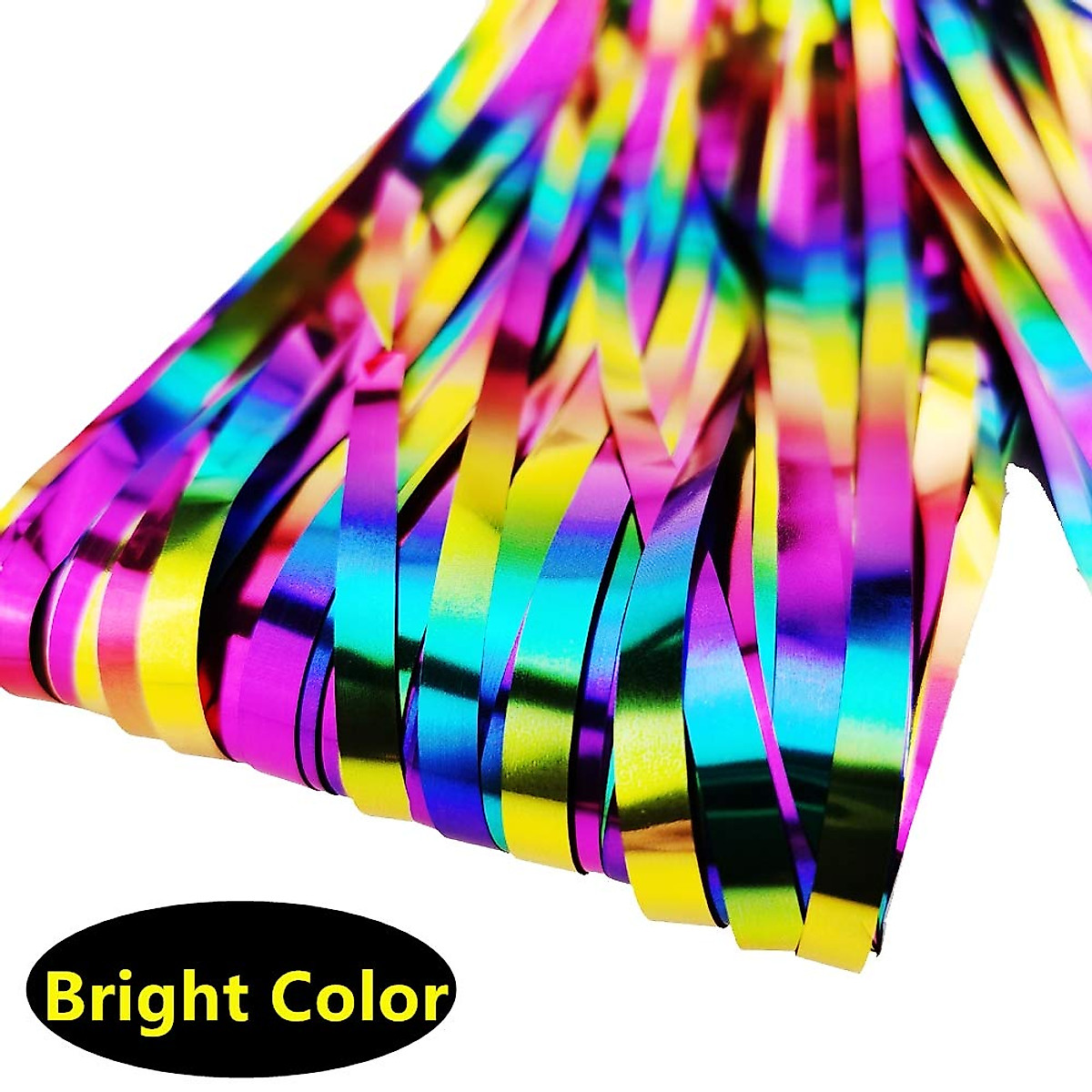 2 Packs Rainbow Backdrop Neon Metallic Tinsel Foil Fringe Curtain Photo Booth Props for Birthday Gay Pride Day Bachelorette Wedding Engagement Bridal Shower Baby Shower Disco Party Decorations