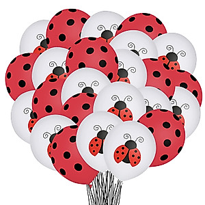 30 Pcs Ladybug Theme Balloons Red Black Polka Dot Balloons 12 Inches Ladybug Decoration Balloon for Ladybug Theme Birthday Party Supplies