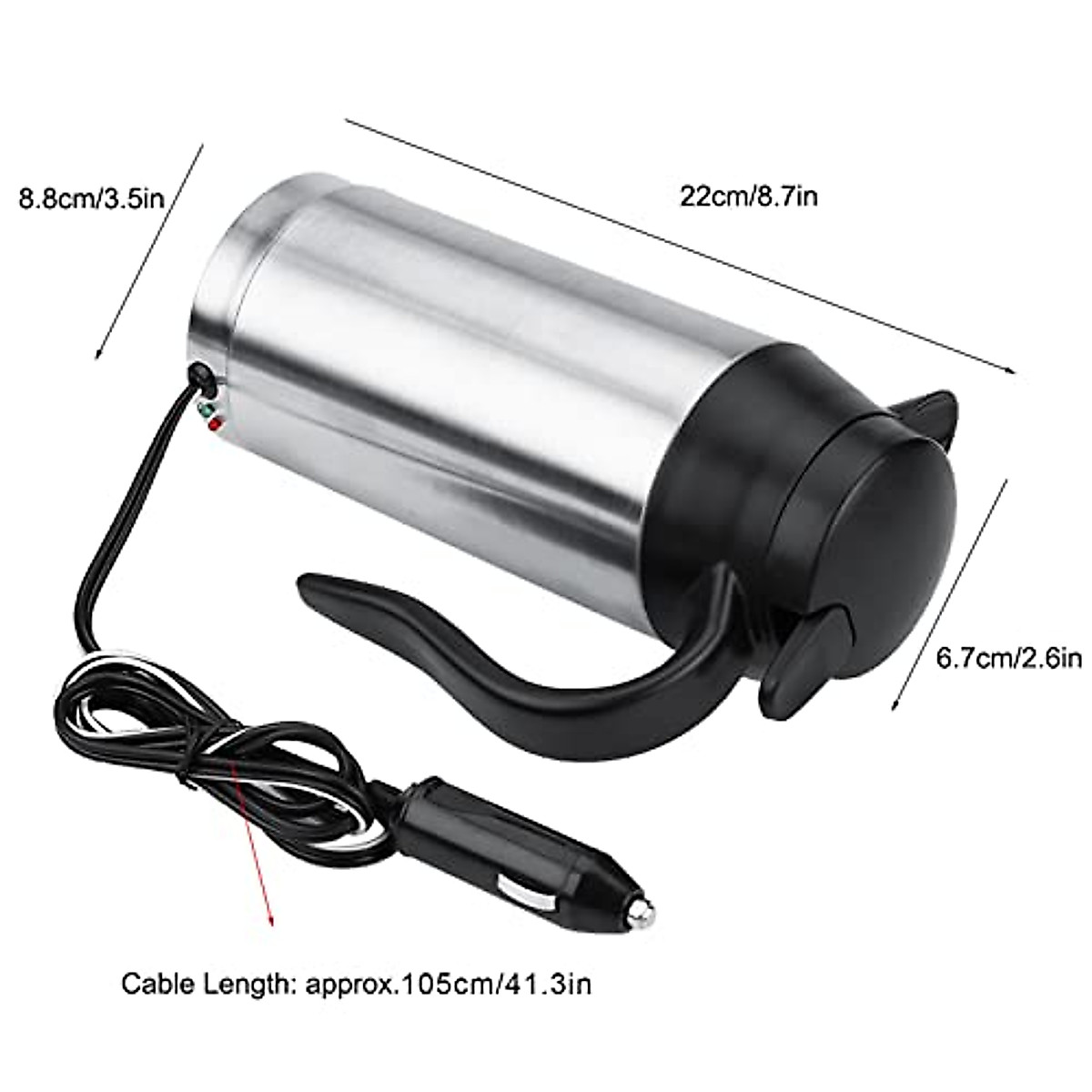 750ml Heated Travel Mug- Stainless Steel Car Water Heating Cup Car Cigarette Lighter DC12V Boiling Water Cup