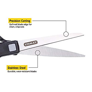 Stanley 8 Inch All-Purpose Scissor, 2 Pack, Black (SCI8ST-2PK)