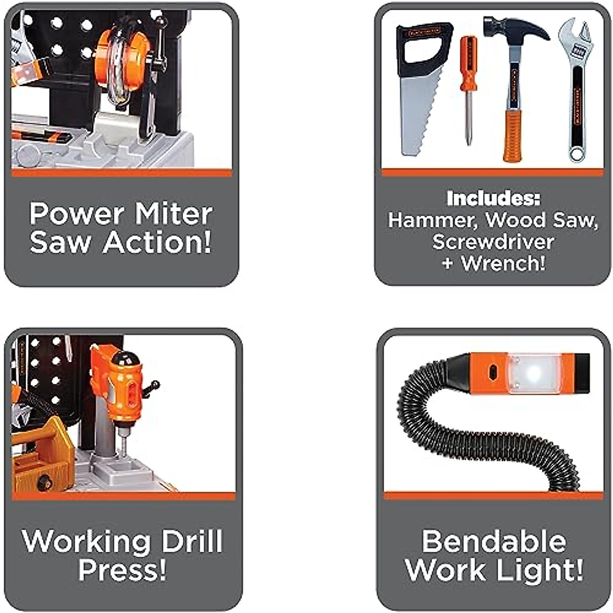 Black+Decker Kids Workbench - Power Tools Workshop - Build Your Own Toy Tool Box – 75 Realistic Toy Tools and Accessories [Amazon Exclusive]