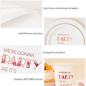 Crisky Rose Gold Tableware Set for Women 50th Birthday Party Decorations Supplies, Party 1974 Set of 24 (9" & 7" Plates, Luncheon Napkin, 9oz Cups, 106"×54" Tablecloth, Knife & Fork)