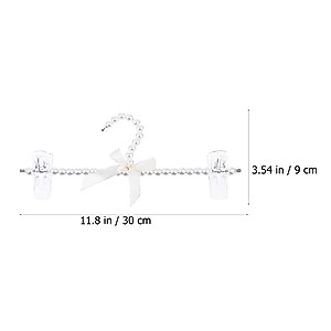 LUOZZY 2 Pcs Artificial Pearl Hangers Pearl Pants Hangers Plastic Bowknot Clothes Rack with Clip for Trousers Jeans Skirts