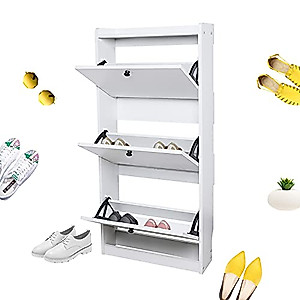 Upyouths Drawers Shoe Cabinet Shoe Storage for Entryway, 3 Shoes Cabinet with 3 Layer, Modern Shoe Storage Cabinet Shoe Organization Free Standing Tipping Bucket Shoe Organizer for Entryway