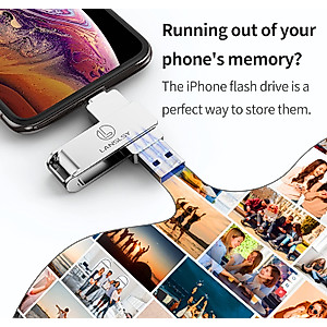 LANSLSY 256GB Flash Drive for Phone Photo Stick,Phone Flash Drive USB 3.0 External Storage,3 in 1 Phone Thumb Drive Memory Stick for Phone/Pad/Android/PC/Mac (256GB, Silver)