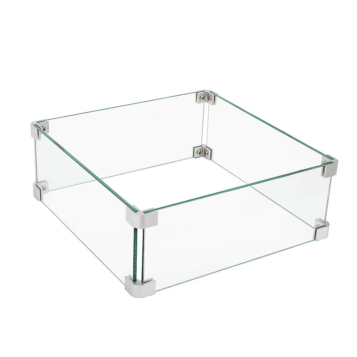 SUNBURY Glass Wind Guard Fence, 14 x 14 Inch Square Fire Table Accessory Shield