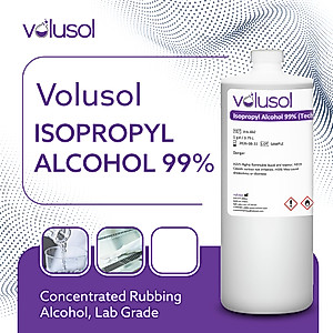 Volu-Sol Isopropyl Alcohol 99% (Isopropanol) - High Purity, USP | Kosher IPA for Lab Equipment, Electronics, & Medical Cleaning - Clear Bottle, 1L/ 32 oz. (3 Pack)