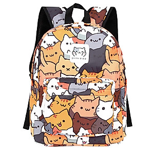 GK-O Cute Cat Canvas Backpack School Shoulder Bag Laptop Bag