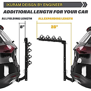 IKURAM R 4 Bike Rack Bicycle Carrier Racks Hitch Mount Double Foldable Rack for Cars, Trucks, SUV's and minivans with a 2" Hitch Receiver