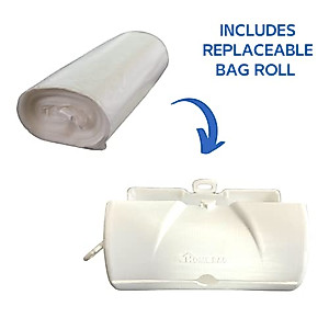Plastic Bag Roll Dispenser, Trash Bag Storage Box Holder Multipurpose for Home, Kitchen, Bathroom, Car and Pet Waste bag Includes Garbage Small Plastic Bag Roll (30 bags - 13” x 20”) (White)