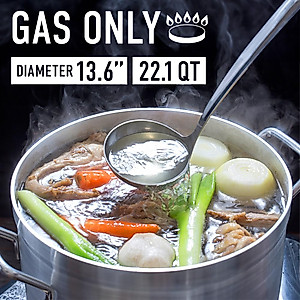 Japard Stockpot 22 Qt Stockpot Stainless Steel Large Cooking Pot With Lid - Cookware Sauce Pot with Handle, Heavy Duty Induction Soup Pot