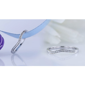 Dazzlingrock Collection Round White Diamond Enhancer Guard Curved Stackable Wedding Band for Women (0.10 ctw) in 925 Sterling Silver Size 7