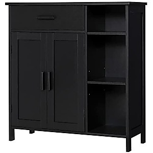 WEENFON Storage Cabinet with Doors and Shelves, Floor Storage Cabinet with Drawer, Accent Cabinet for Living Room, Bedroom, WFSNG04H